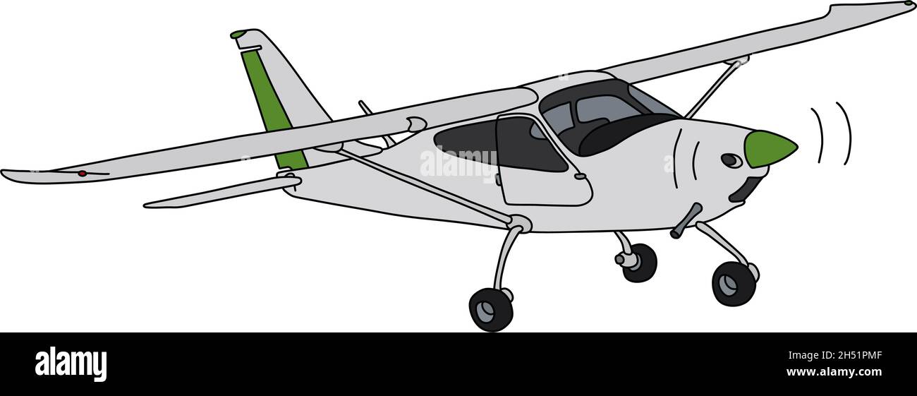 The vectorized hand drawing of a small high wing propeller monoplane ...