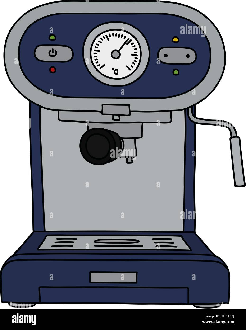 The vectorized hand drawing of a blue electric espresso maker Stock ...