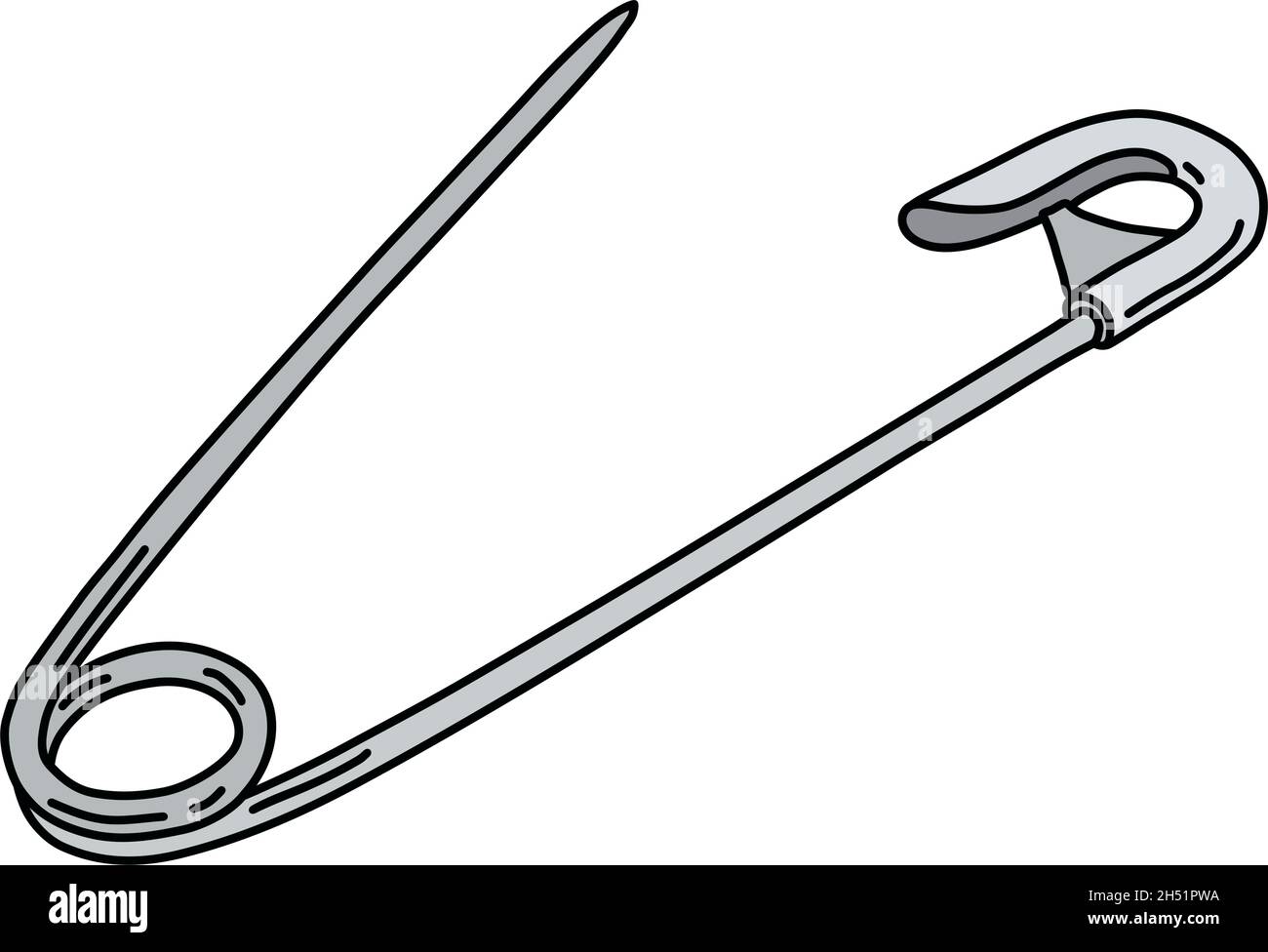 The vectorized hand drawing of a classic steel safety pin Stock Vector ...