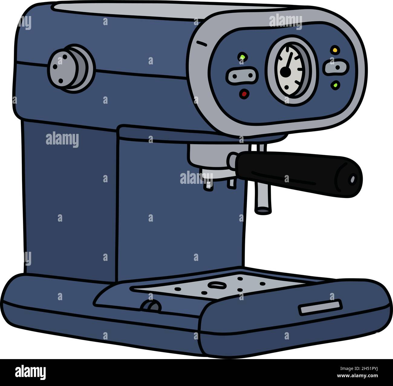 The vectorized hand drawing of a blue electric espresso maker Stock ...