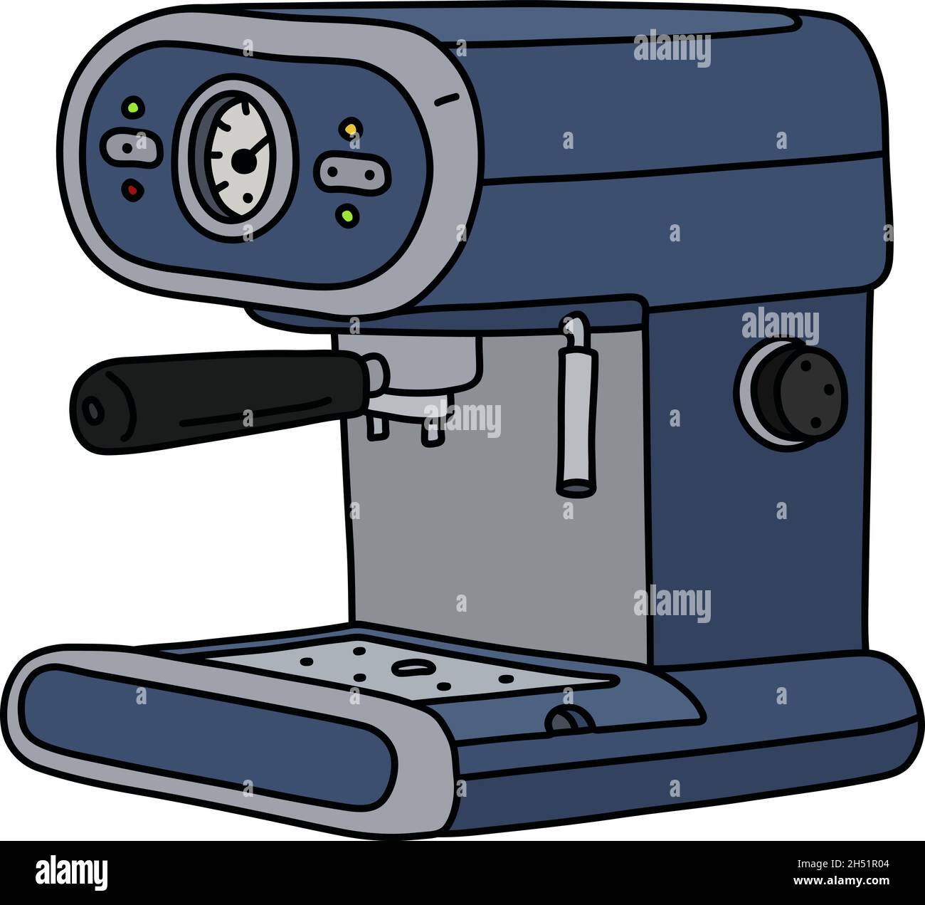 The vectorized hand drawing of a blue electric espresso maker Stock ...