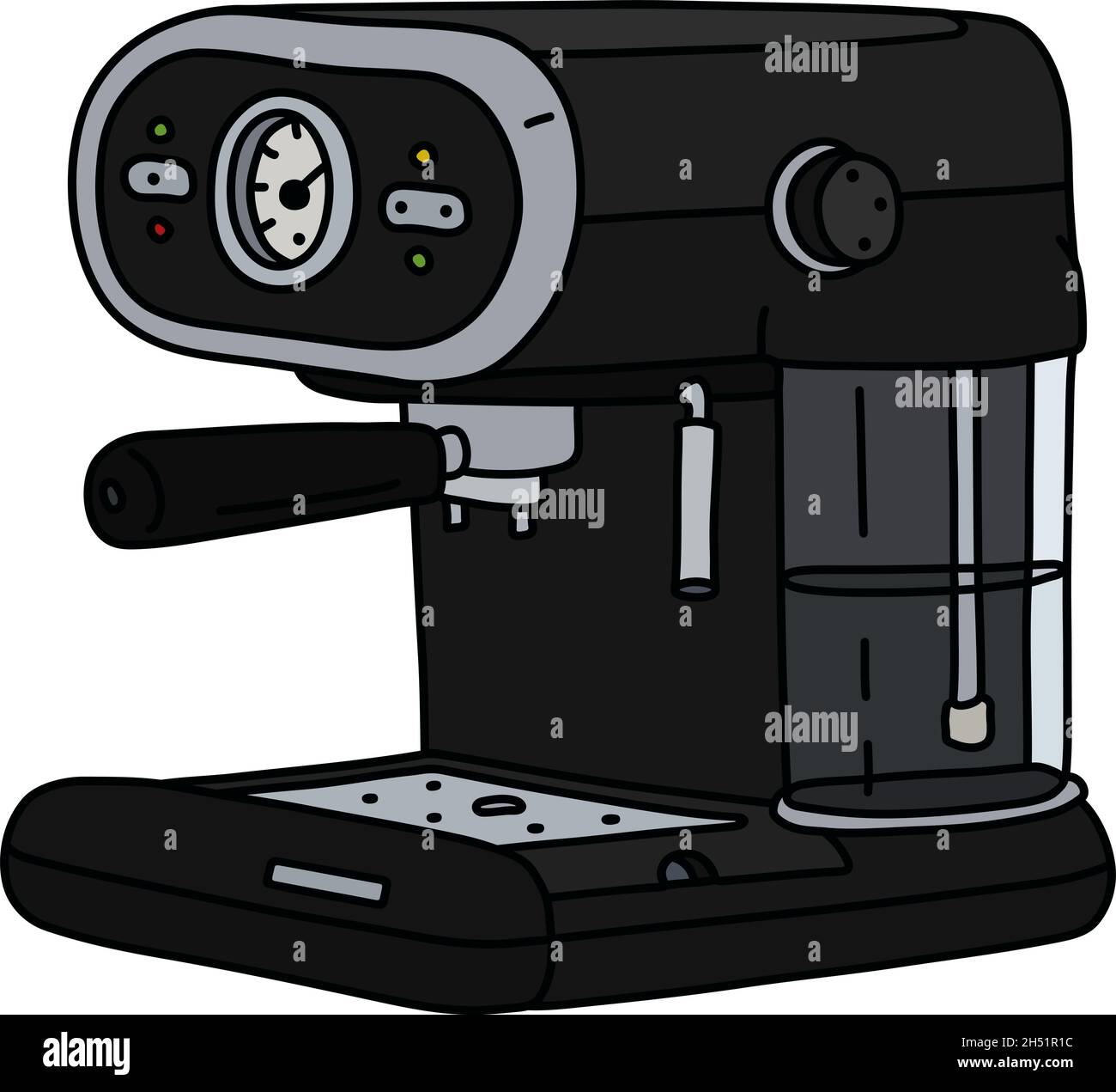 The vectorized hand drawing of a black electric espresso maker Stock ...