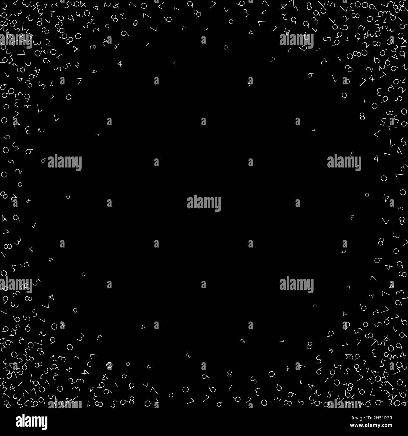 Falling numbers, big data concept. Binary white disorderly flying ...