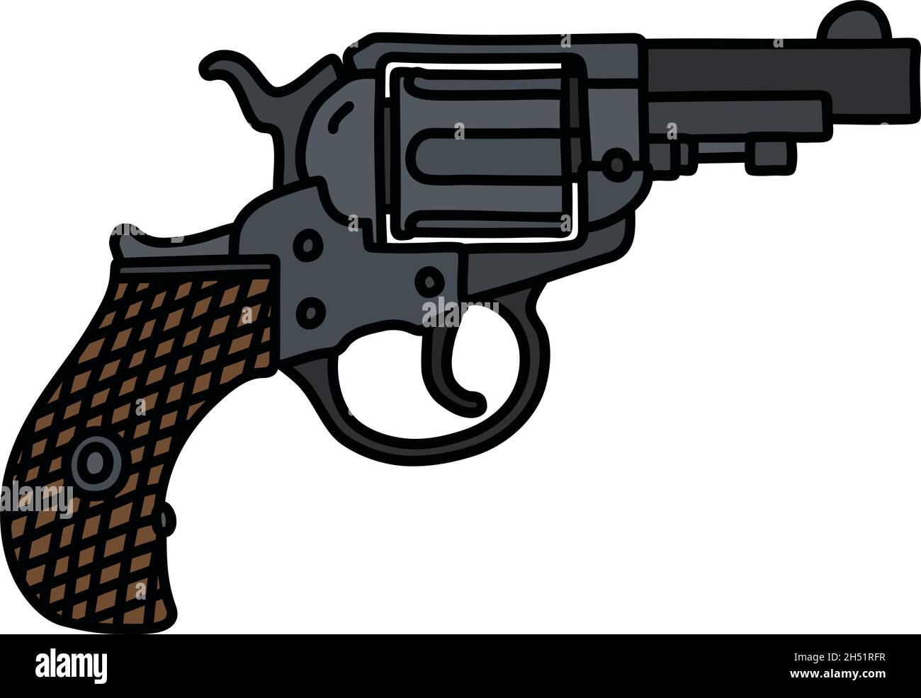 The hand drawing of a classic short revolver Stock Vector Image & Art ...