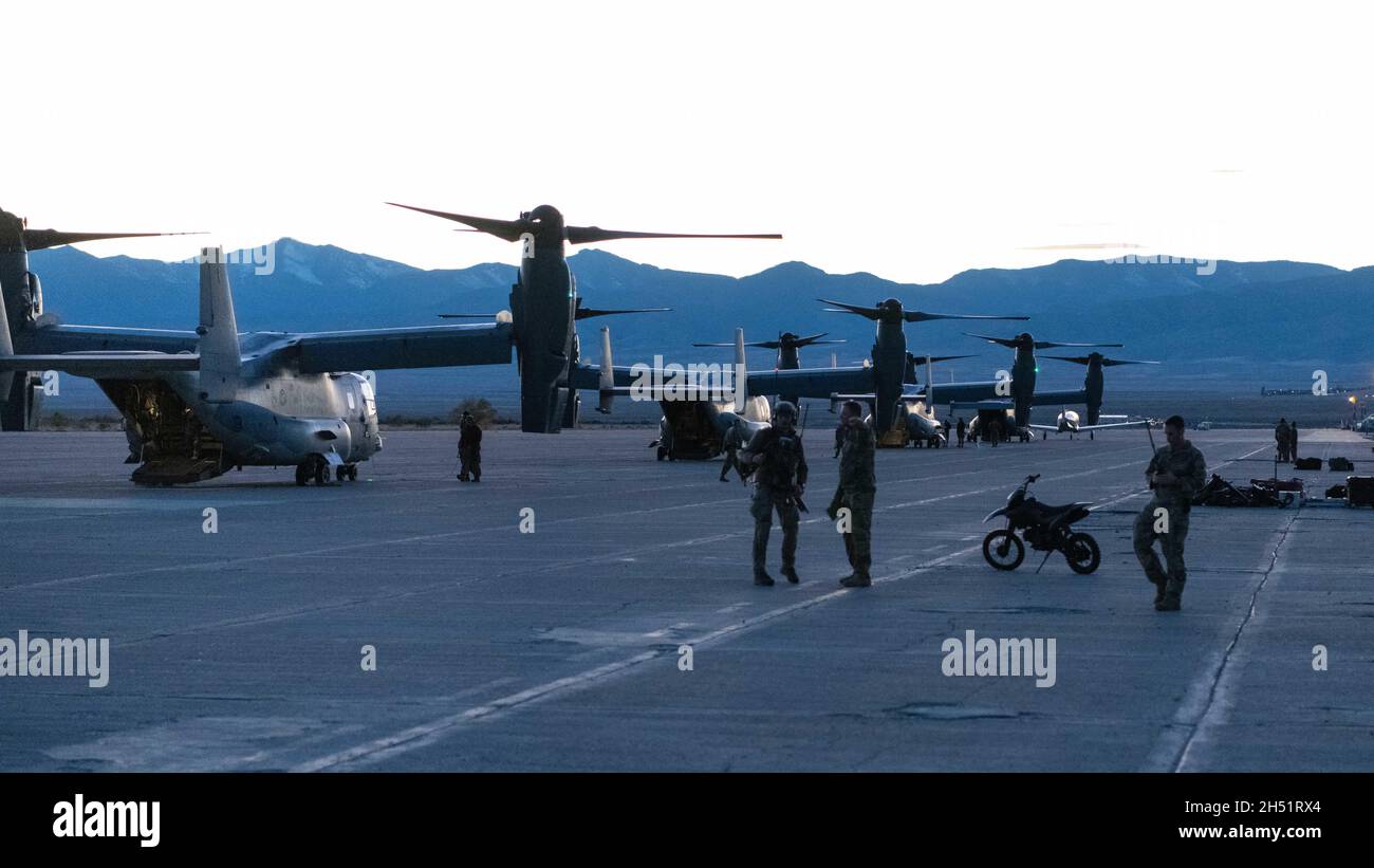 A row of CV-22 Osprey tiltrotor aircraft assigned to the 20th Special ...