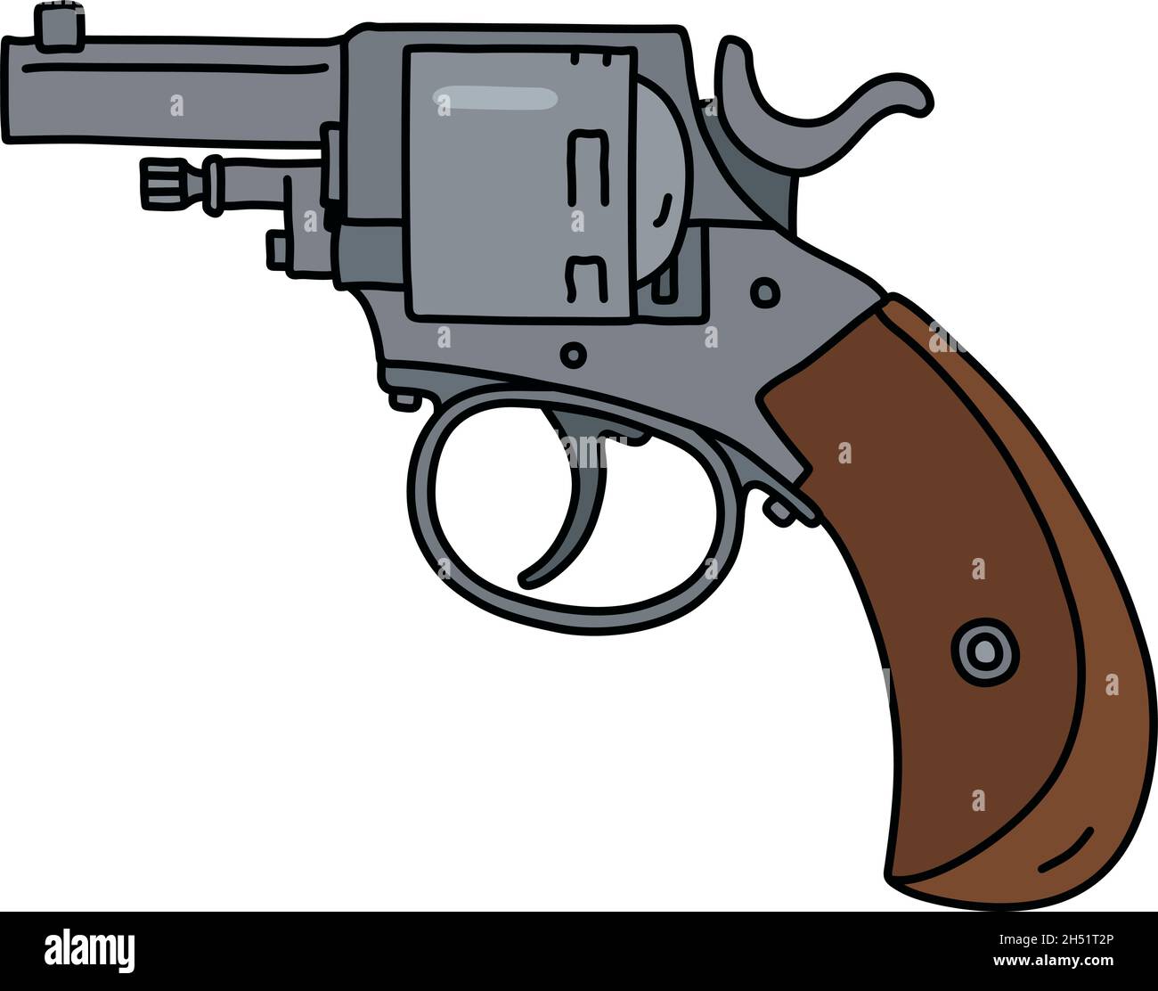 The hand drawing of a classic steel short revolver Stock Vector Image ...