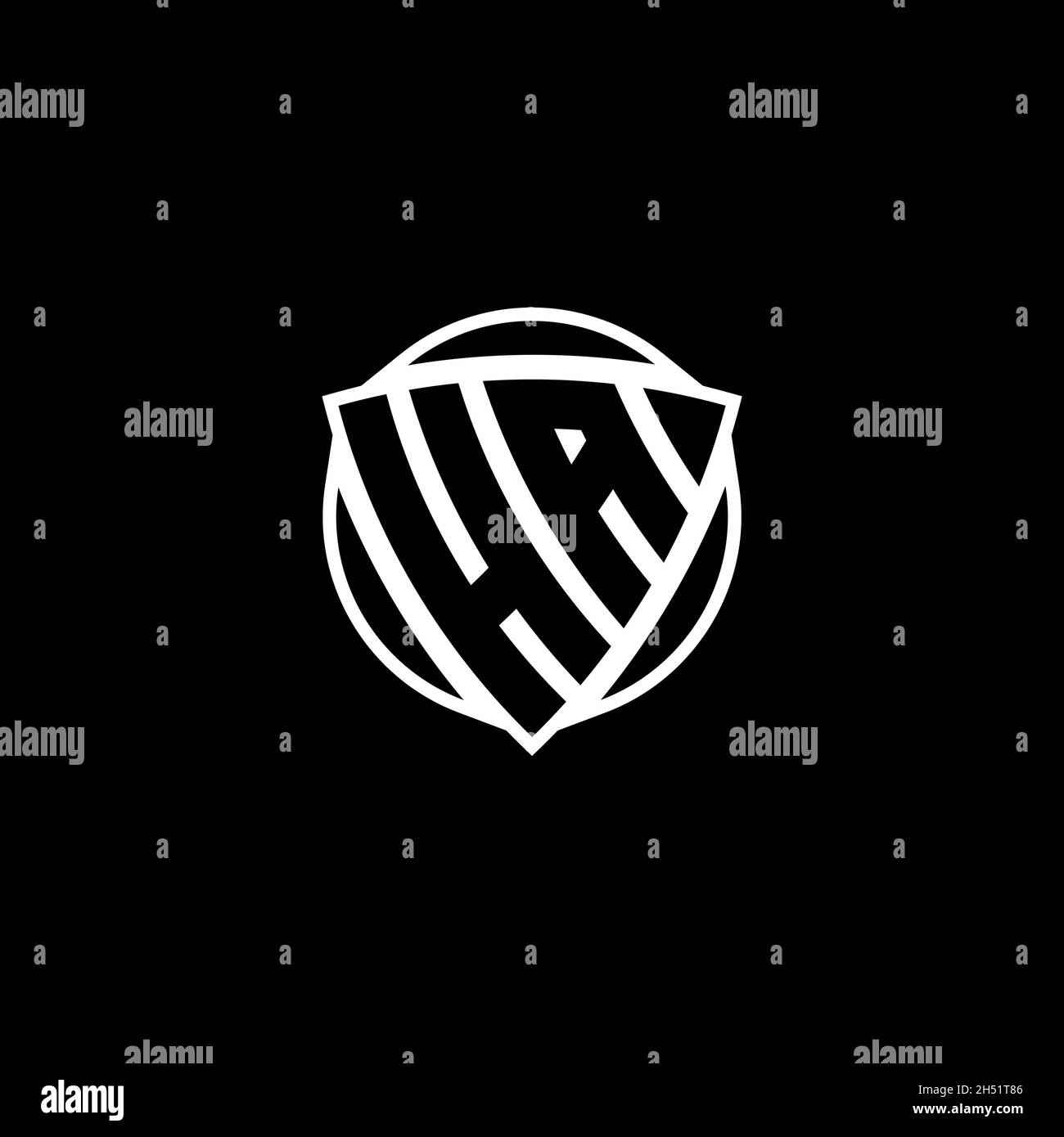 HA Monogram logo letter with triangle shield shape style design ...