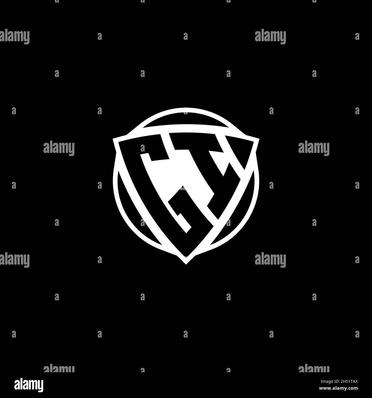 GI Monogram logo letter with triangle shield shape style design isolated on white background ...