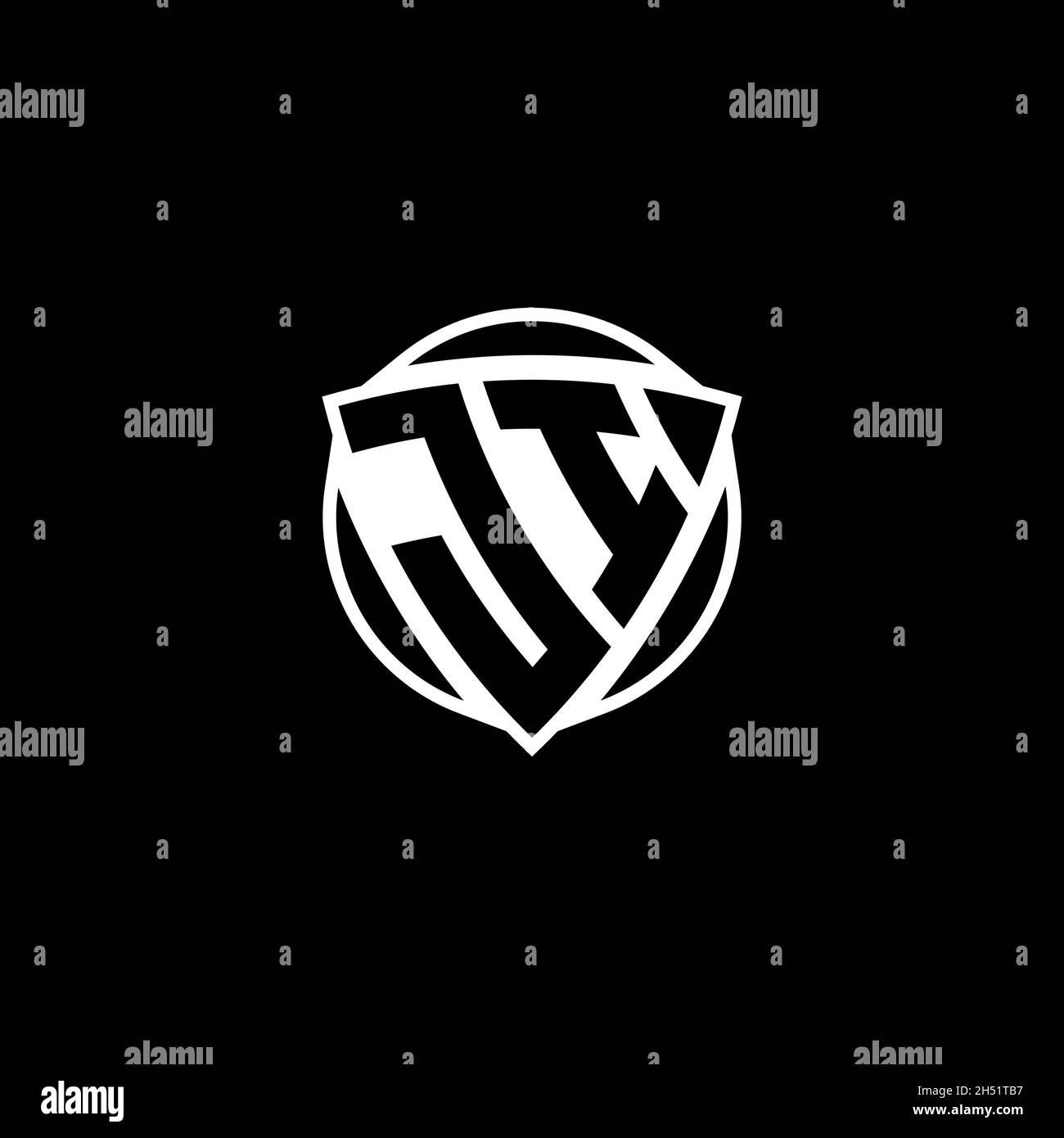 JI Monogram logo letter with triangle shield shape style design isolated on white background ...