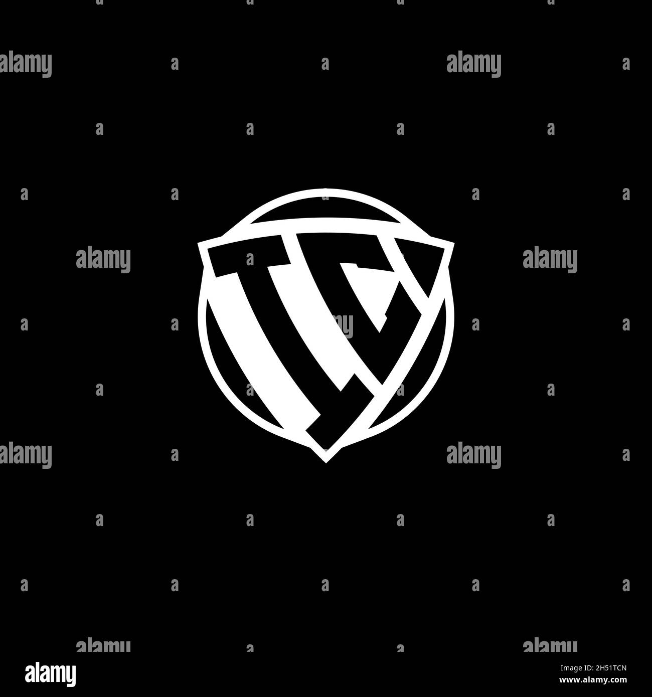 IC Monogram logo letter with triangle shield shape style design isolated on white background ...