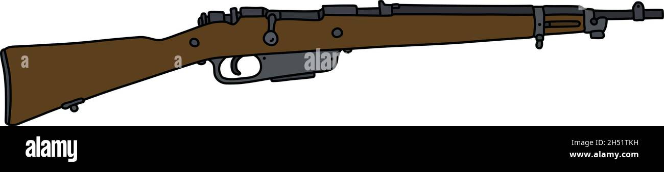 The vectorized hand drawing of an old military rifle Stock Vector Image ...