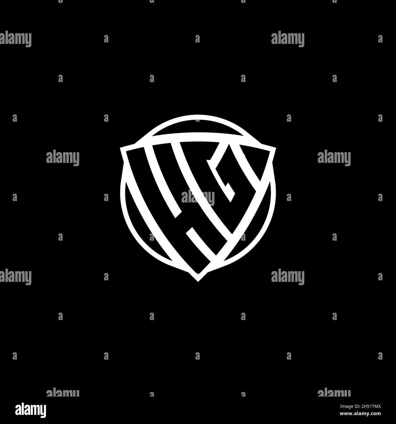 HG Monogram logo letter with triangle shield shape style design ...