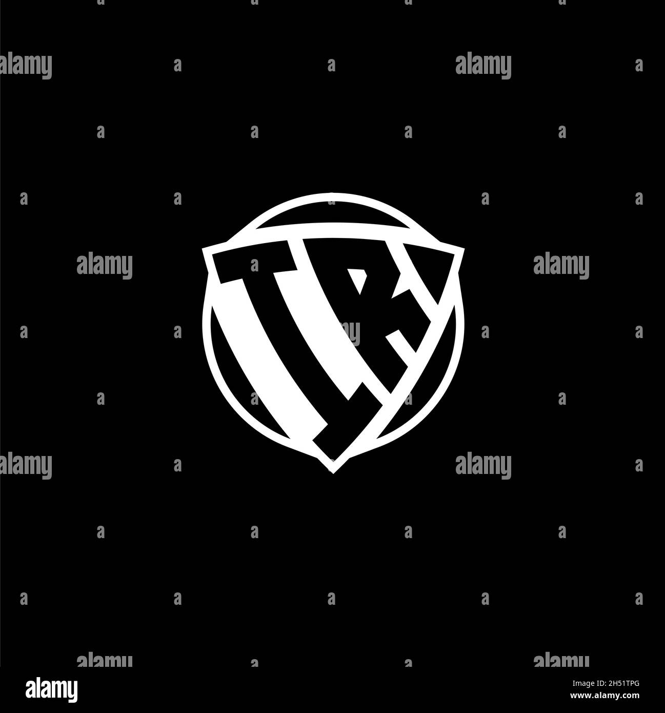 IR Monogram logo letter with triangle shield shape style design isolated on white background ...