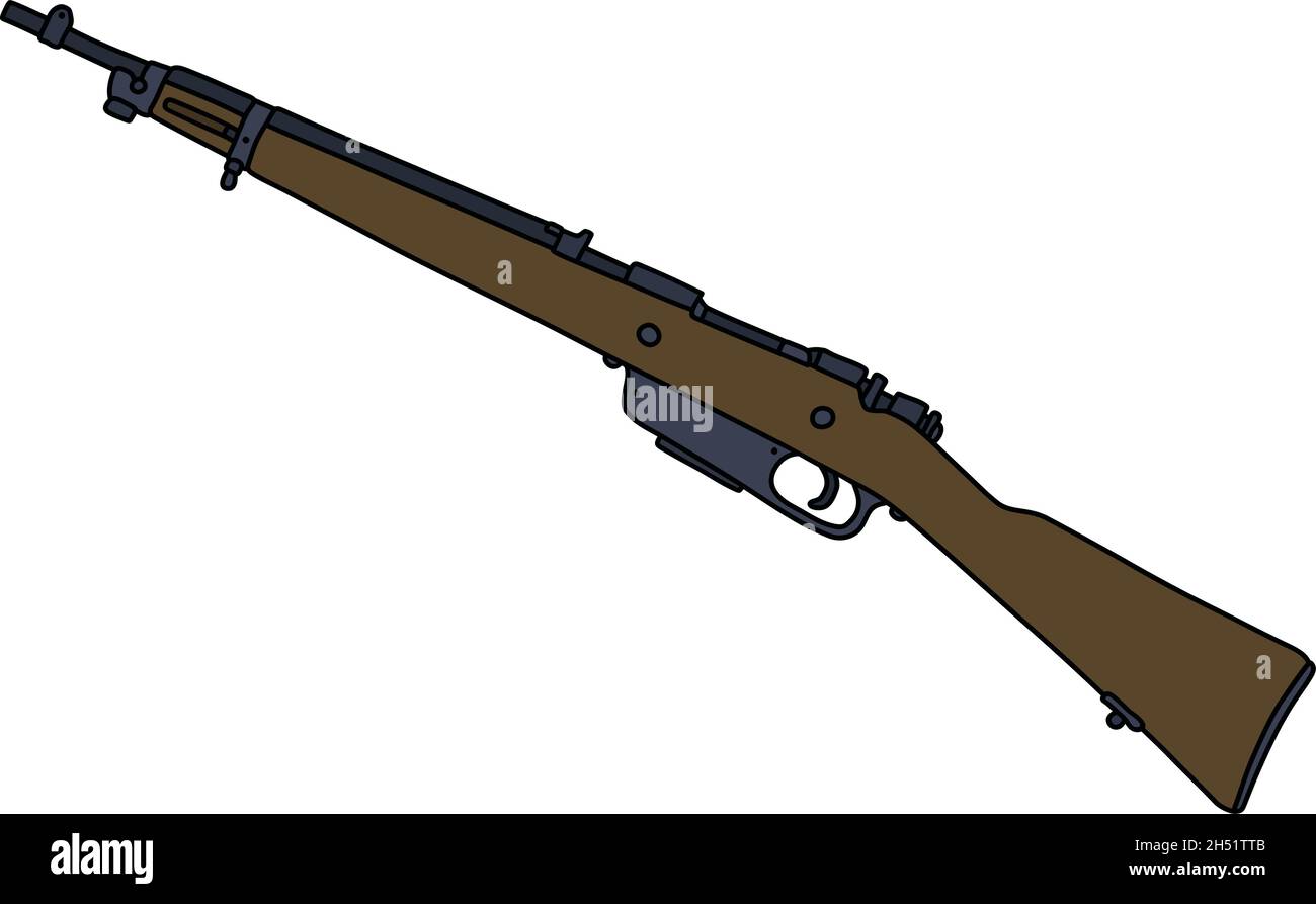The vectorized hand drawing of an old military rifle Stock Vector Image ...