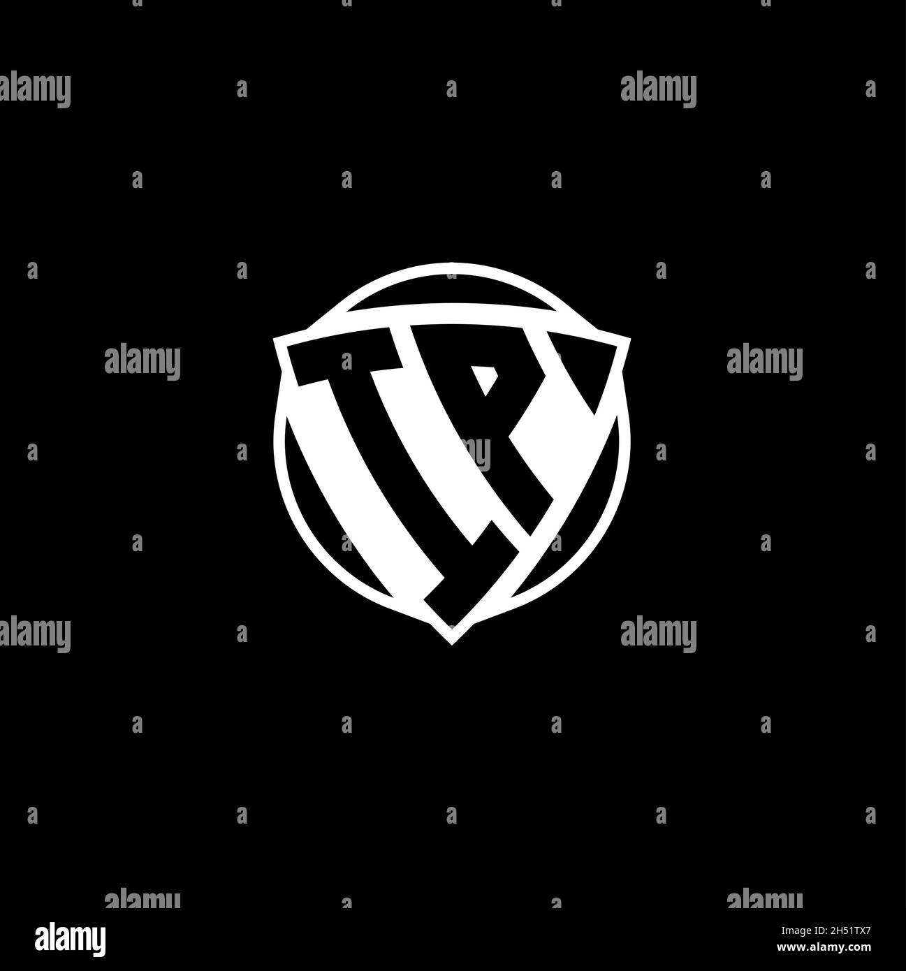 IP Monogram logo letter with triangle shield shape style design isolated on white background ...