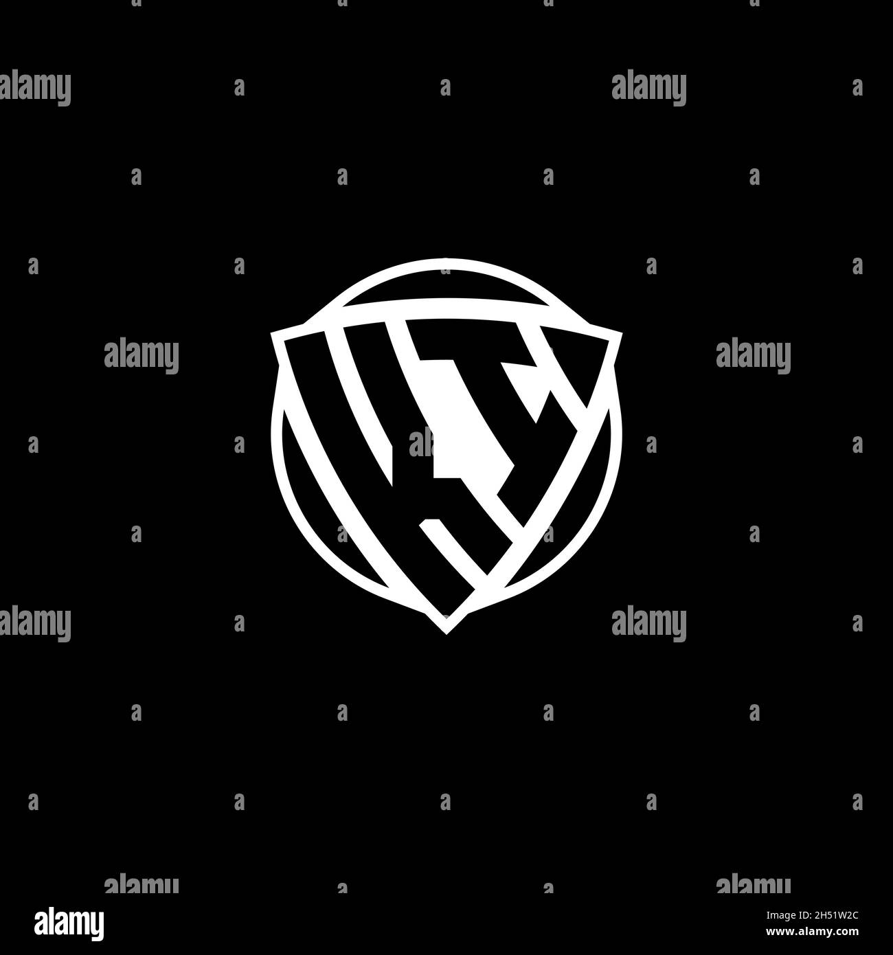 KI Monogram logo letter with triangle shield shape style design isolated on white background ...