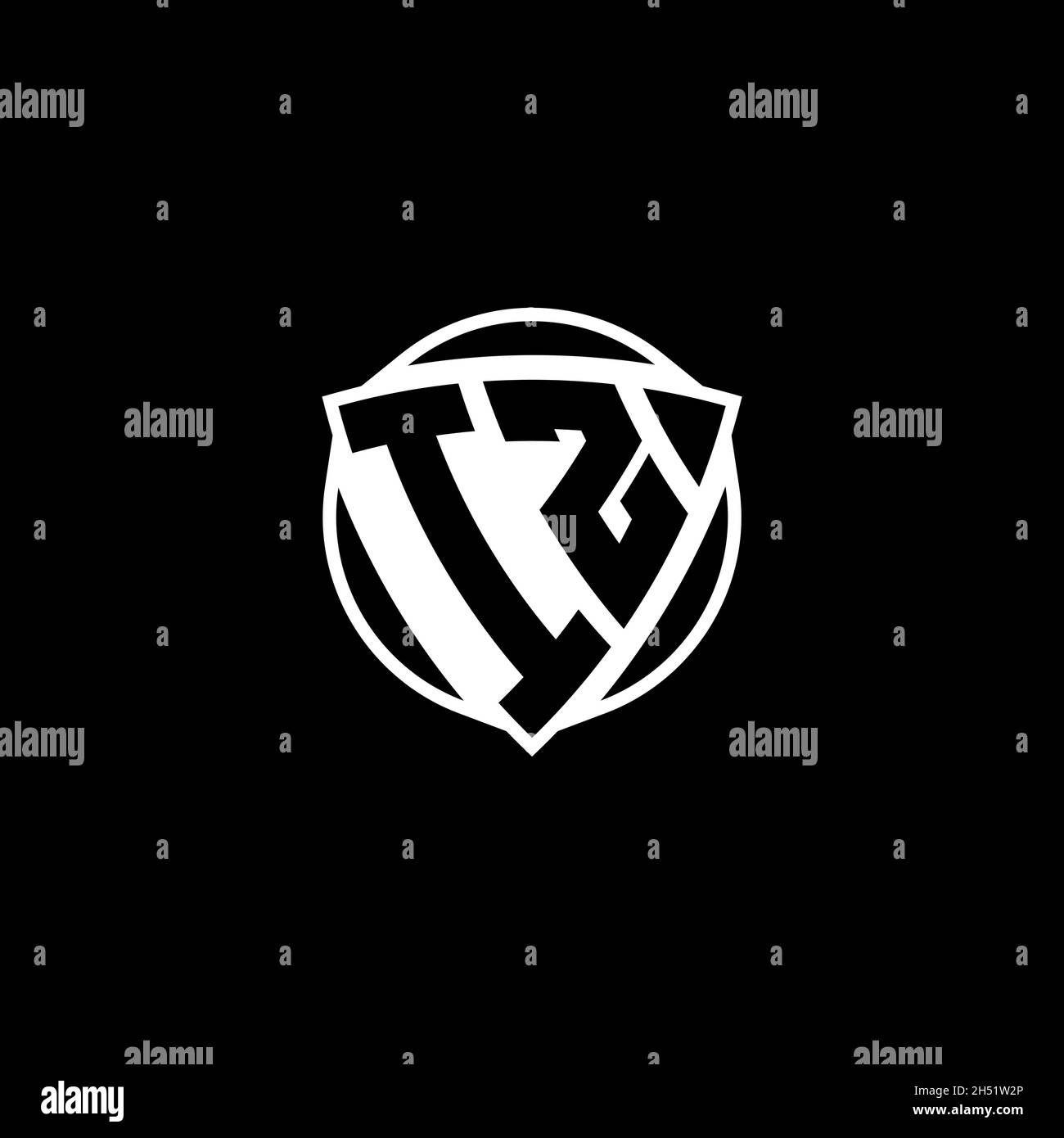 IZ Monogram logo letter with triangle shield shape style design isolated on white background ...