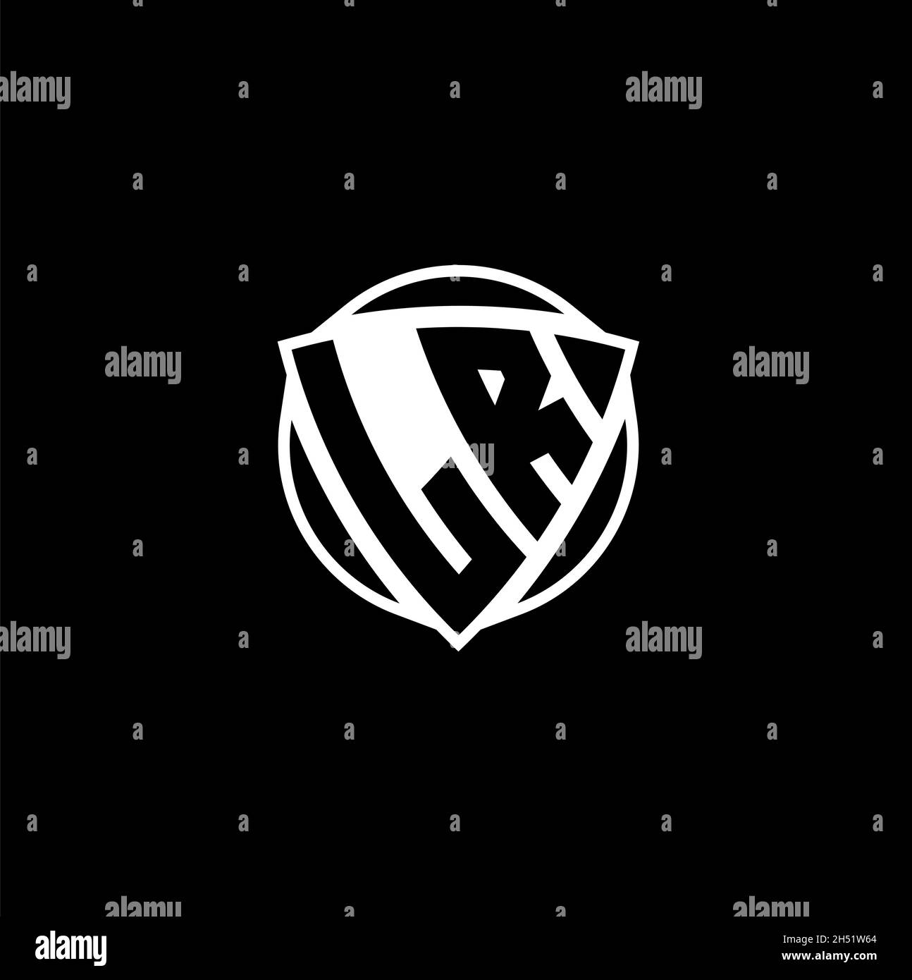 LR Monogram logo letter with triangle shield shape style design ...