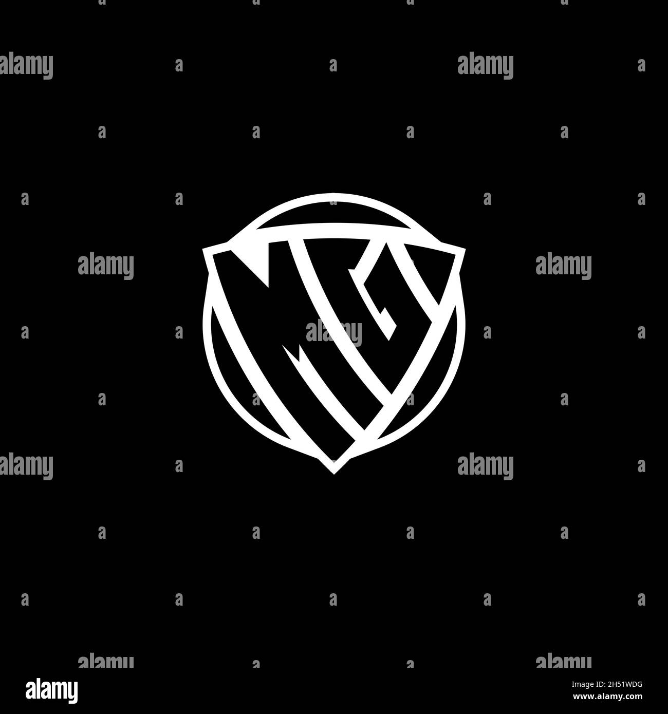 MG Monogram logo letter with triangle shield shape style design ...
