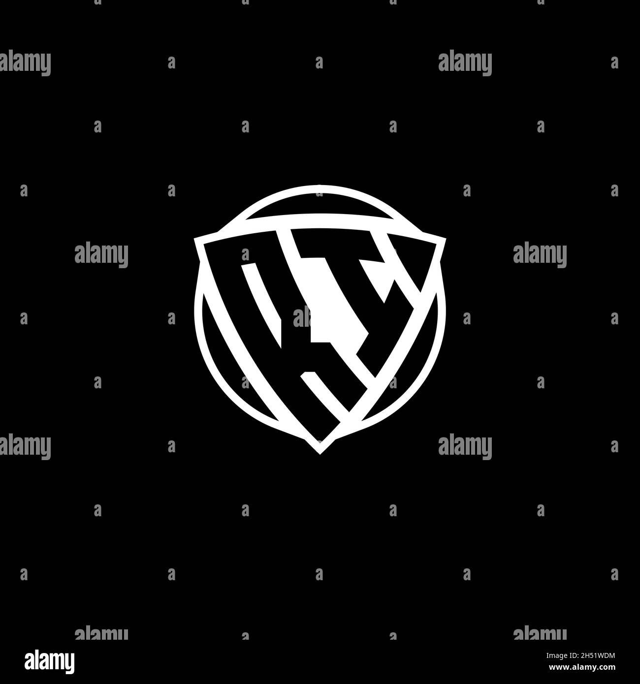 RI Monogram logo letter with triangle shield shape style design isolated on white background ...