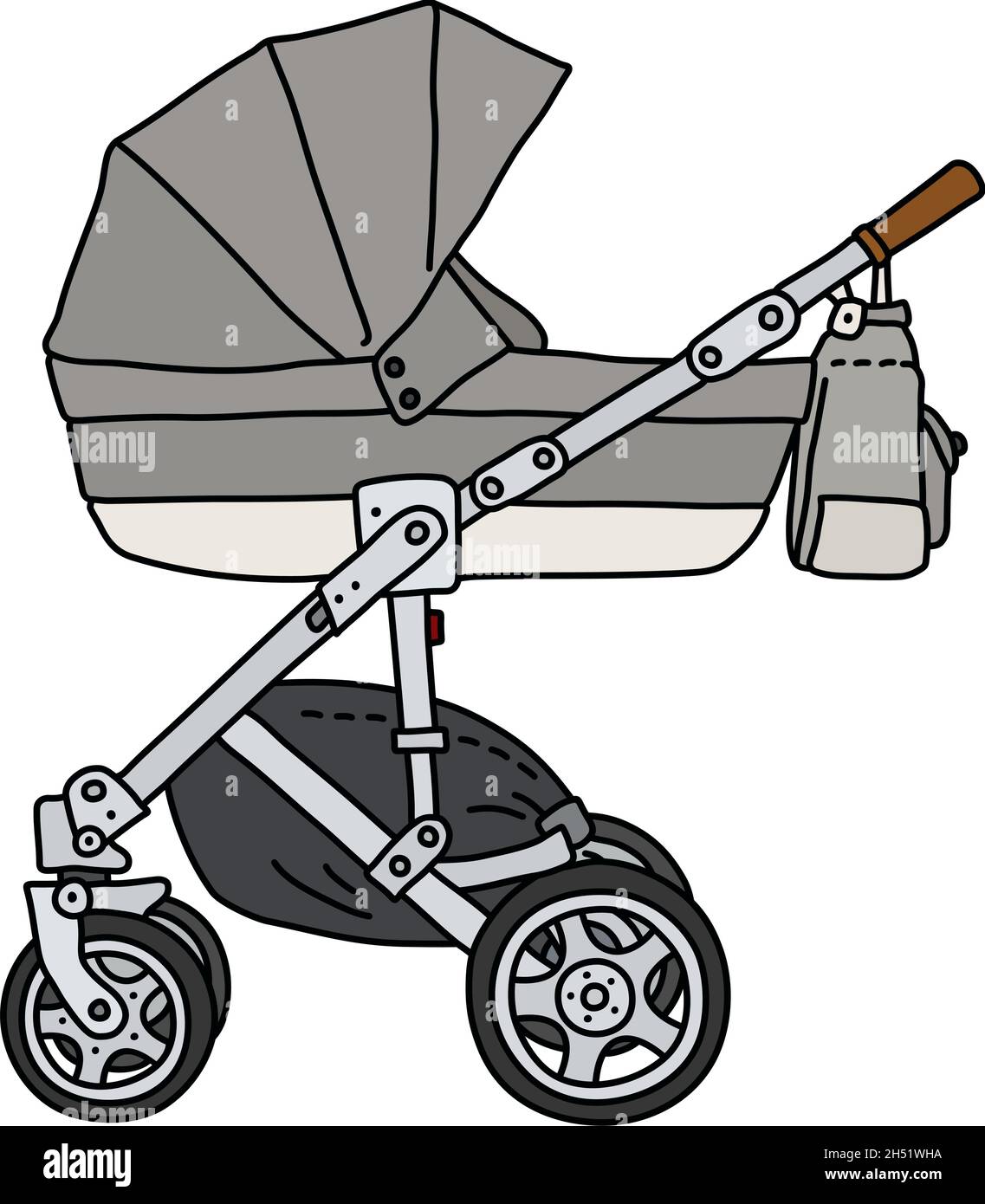 The vectorized hand drawing of a light gray stroller Stock Vector Image ...