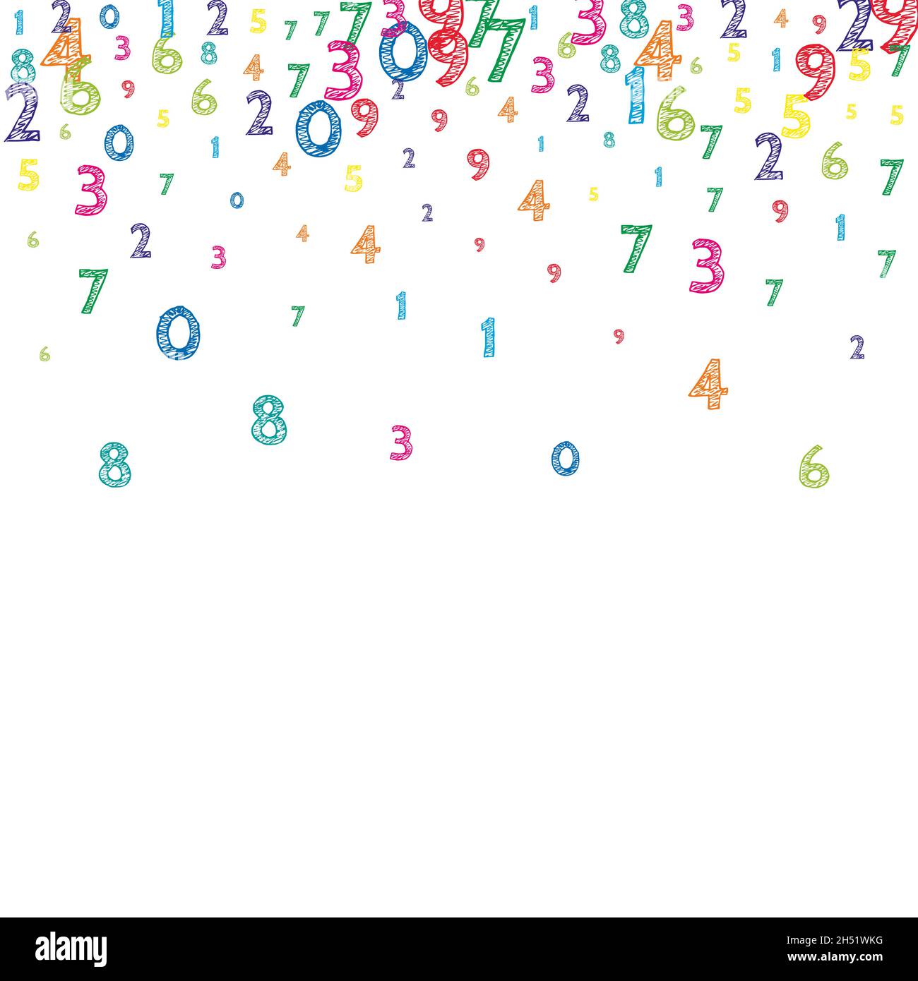 Falling colorful orderly numbers. Math study concept with flying digits ...
