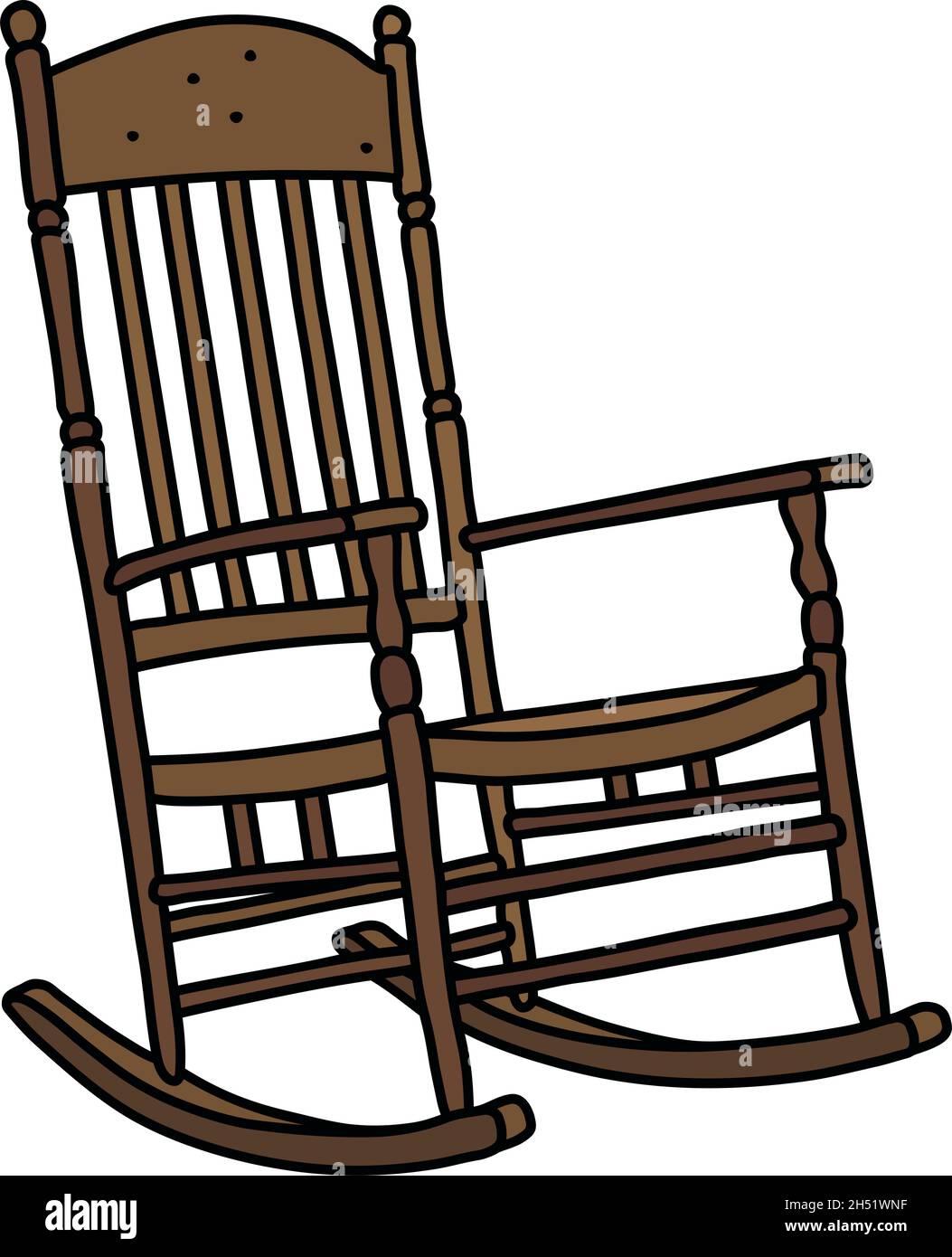 The vectorized hand drawing of an old wooden rocking chair Stock Vector ...