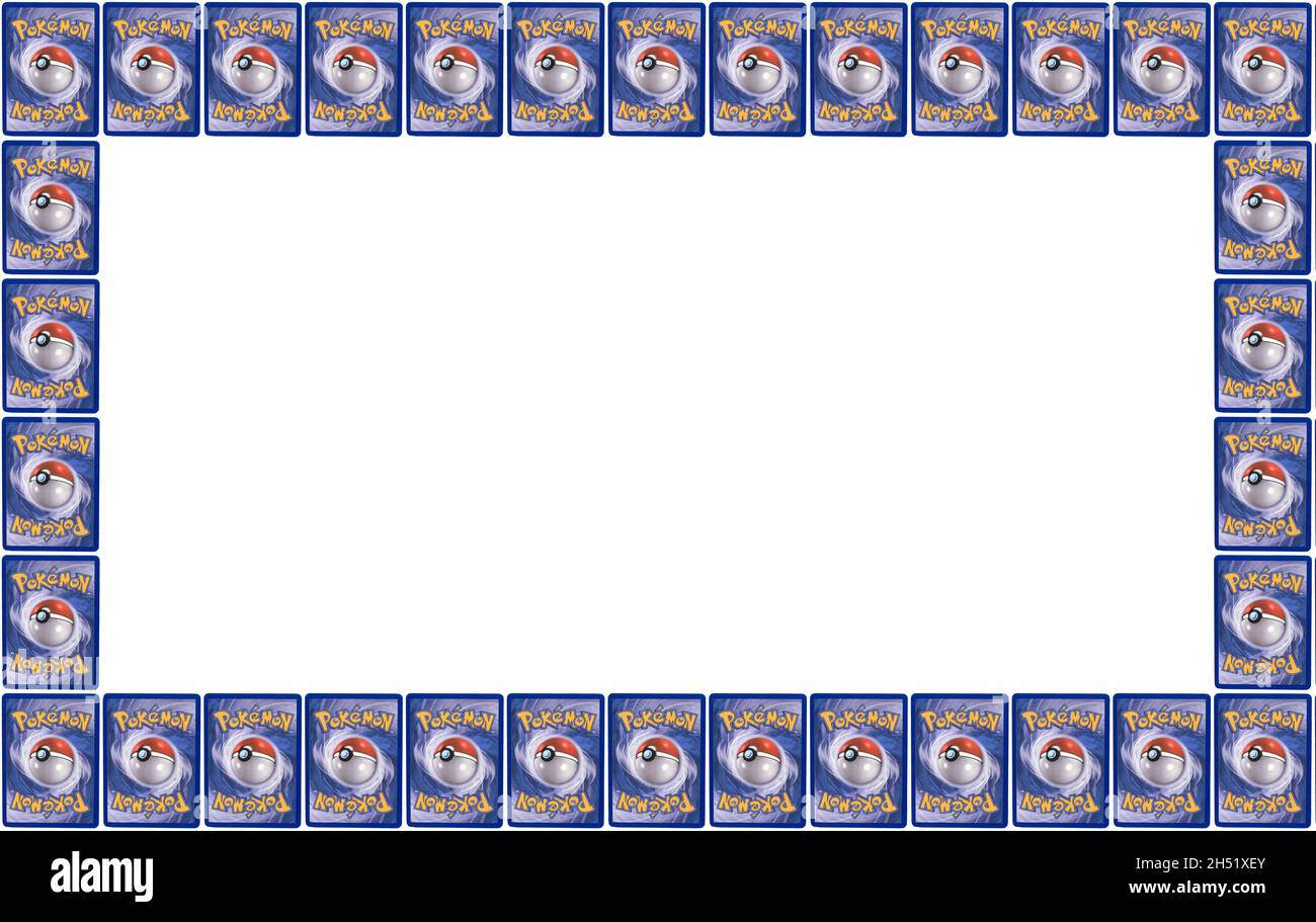 Heading of real used pokemon trading cards heading banner on white ...