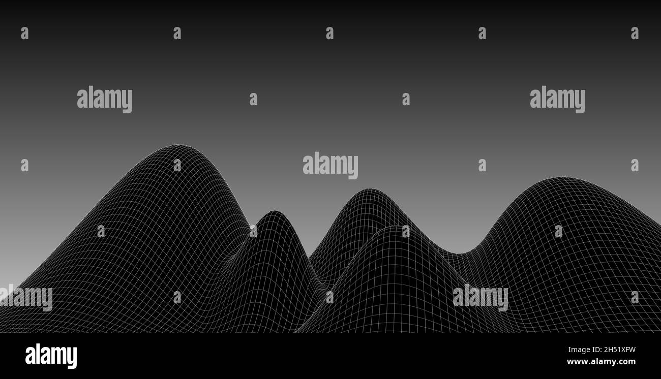Abstract 3d wireframe terrain ,3d Illustration ,Outline curve Stock ...