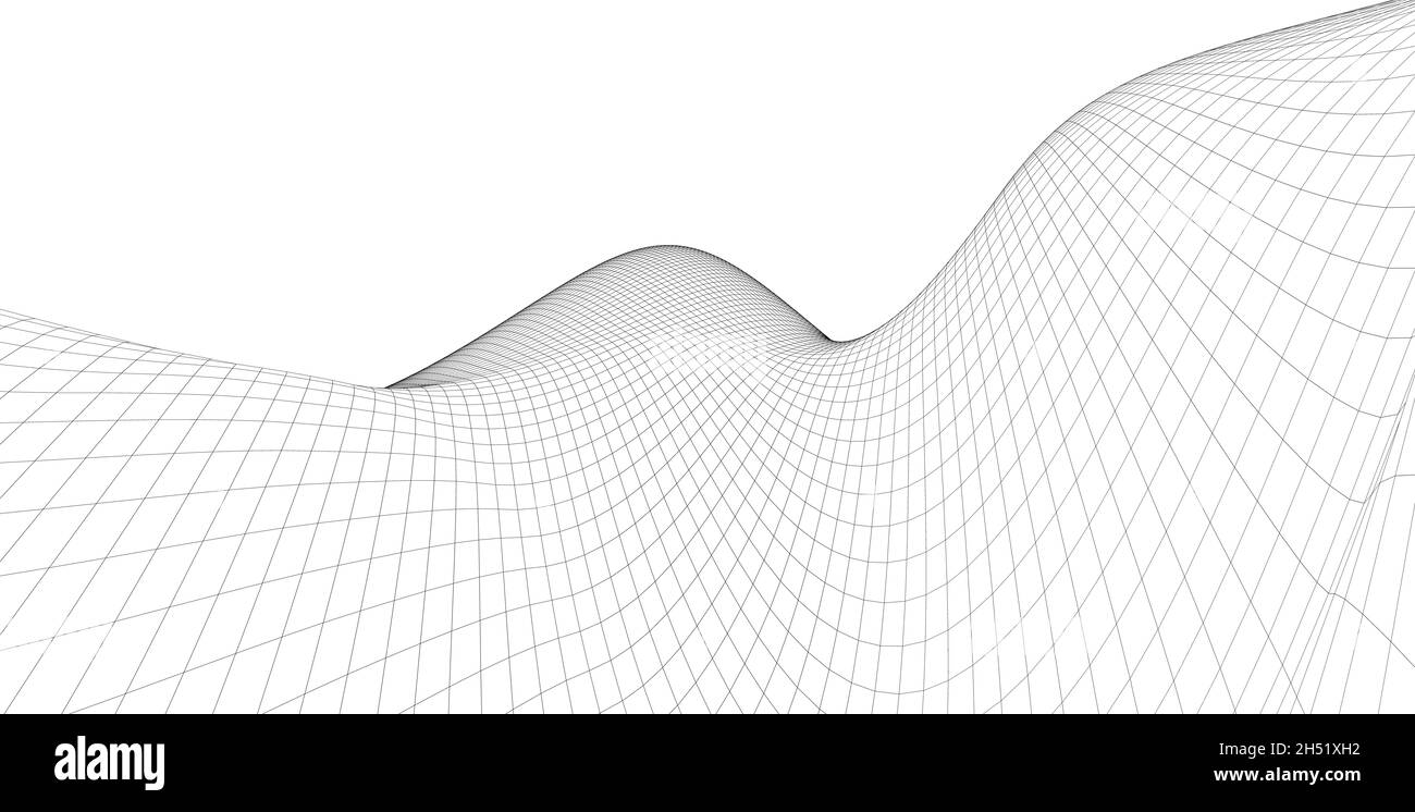 Abstract 3d wireframe terrain ,3d Illustration ,Outline curve Stock ...