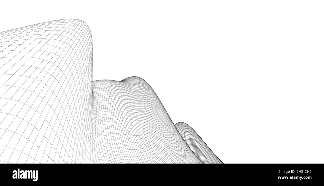 Abstract 3d wireframe terrain ,3d Illustration ,Outline curve Stock ...