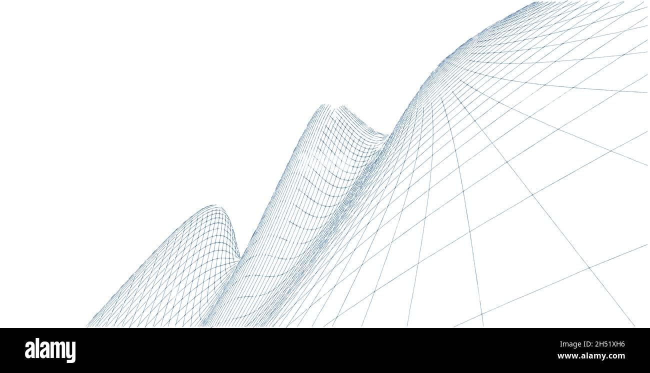 Abstract 3d wireframe terrain ,3d Illustration ,Outline curve Stock ...