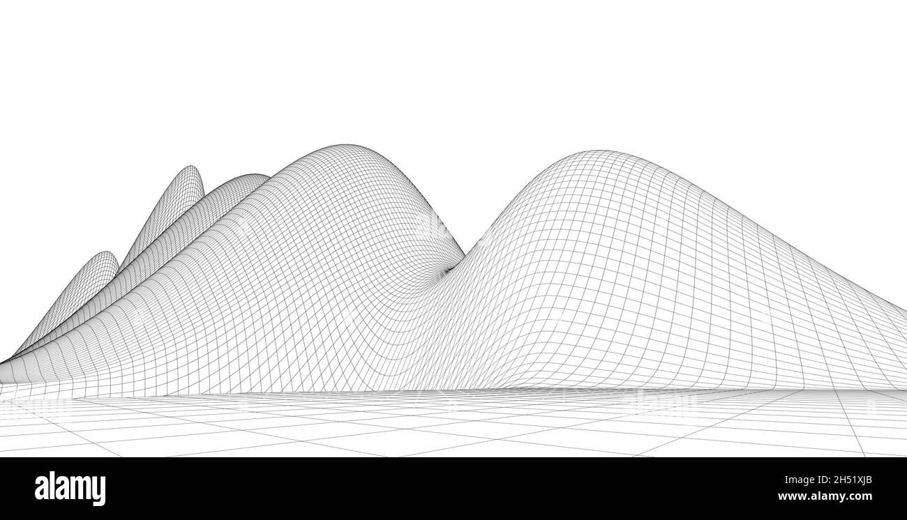 Abstract 3d wireframe terrain ,3d Illustration ,Outline curve Stock ...