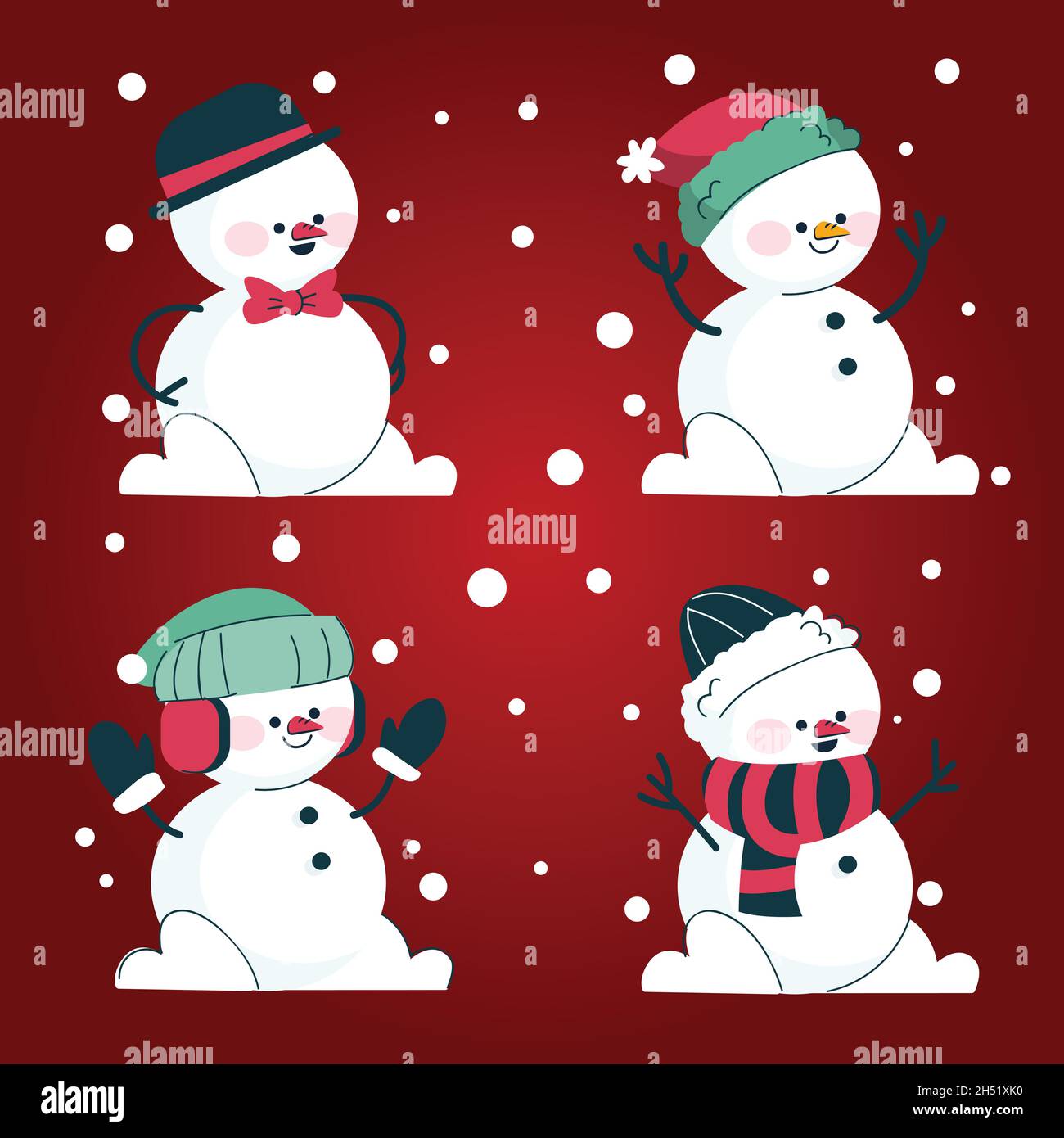 flat snowman character collection vector design illustration Stock ...