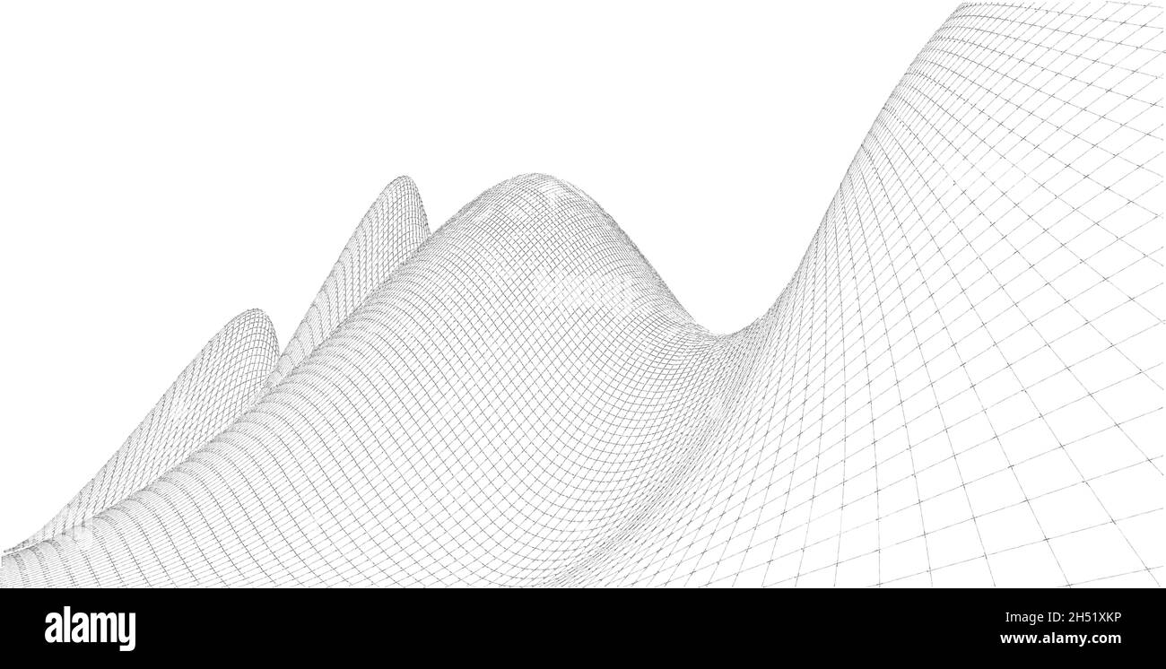 Abstract 3d wireframe terrain ,3d Illustration ,Outline curve Stock ...
