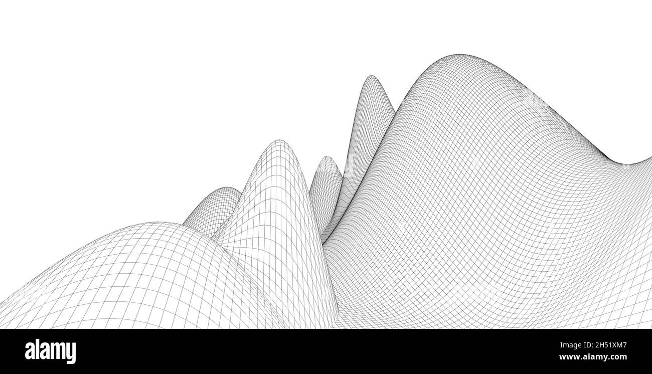 Abstract 3d wireframe terrain ,3d Illustration ,Outline curve Stock ...