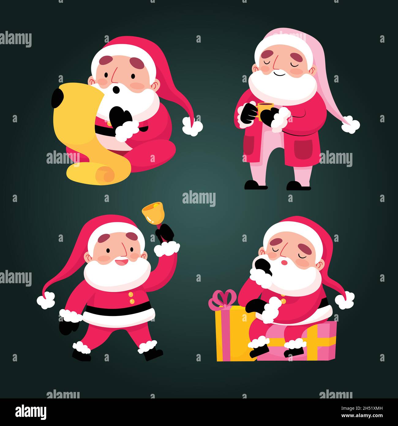 santa claus character collection vector design illustration Stock ...