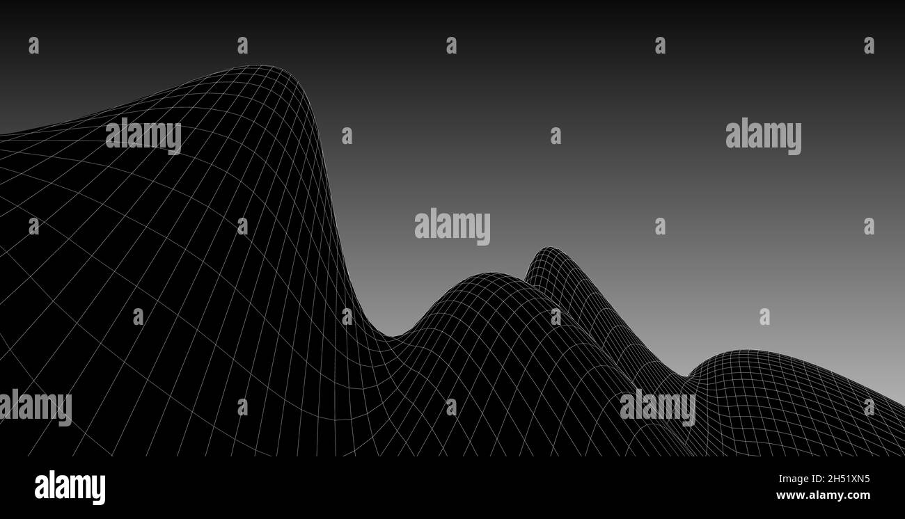 Abstract 3d wireframe terrain ,3d Illustration ,Outline curve Stock ...