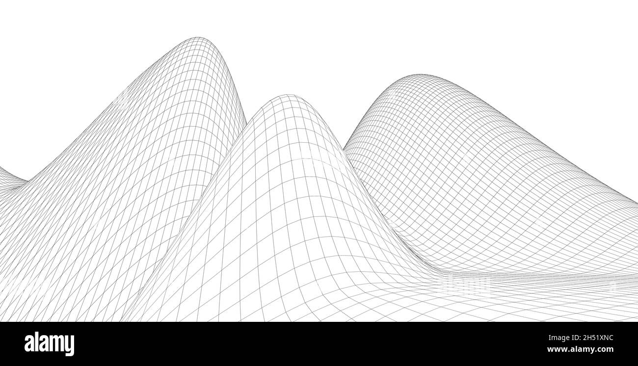 Abstract 3d wireframe terrain ,3d Illustration ,Outline curve Stock ...