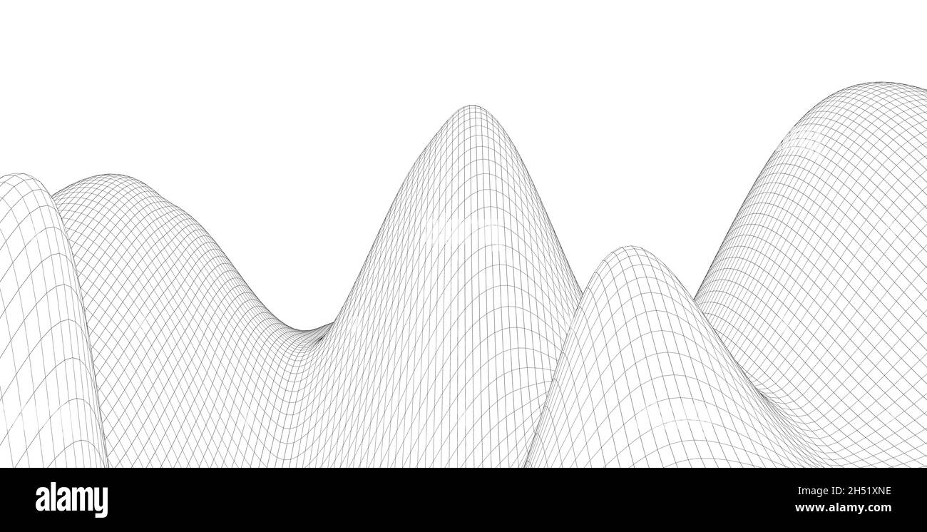 Abstract 3d wireframe terrain ,3d Illustration ,Outline curve Stock ...