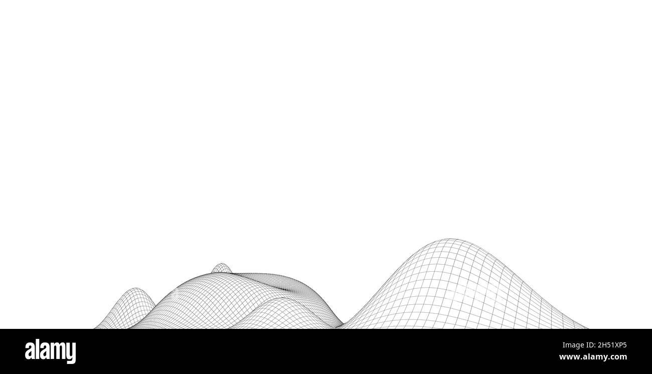 Abstract 3d wireframe terrain ,3d Illustration ,Outline curve Stock ...