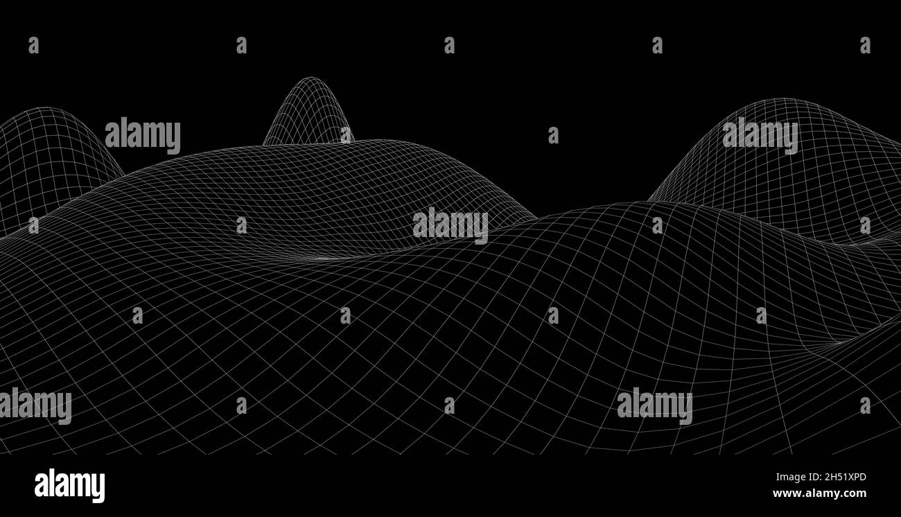 Abstract 3d wireframe terrain ,3d Illustration ,Outline curve Stock ...