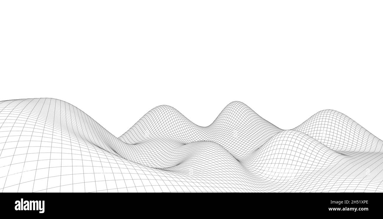 Abstract 3d wireframe terrain ,3d Illustration ,Outline curve Stock ...