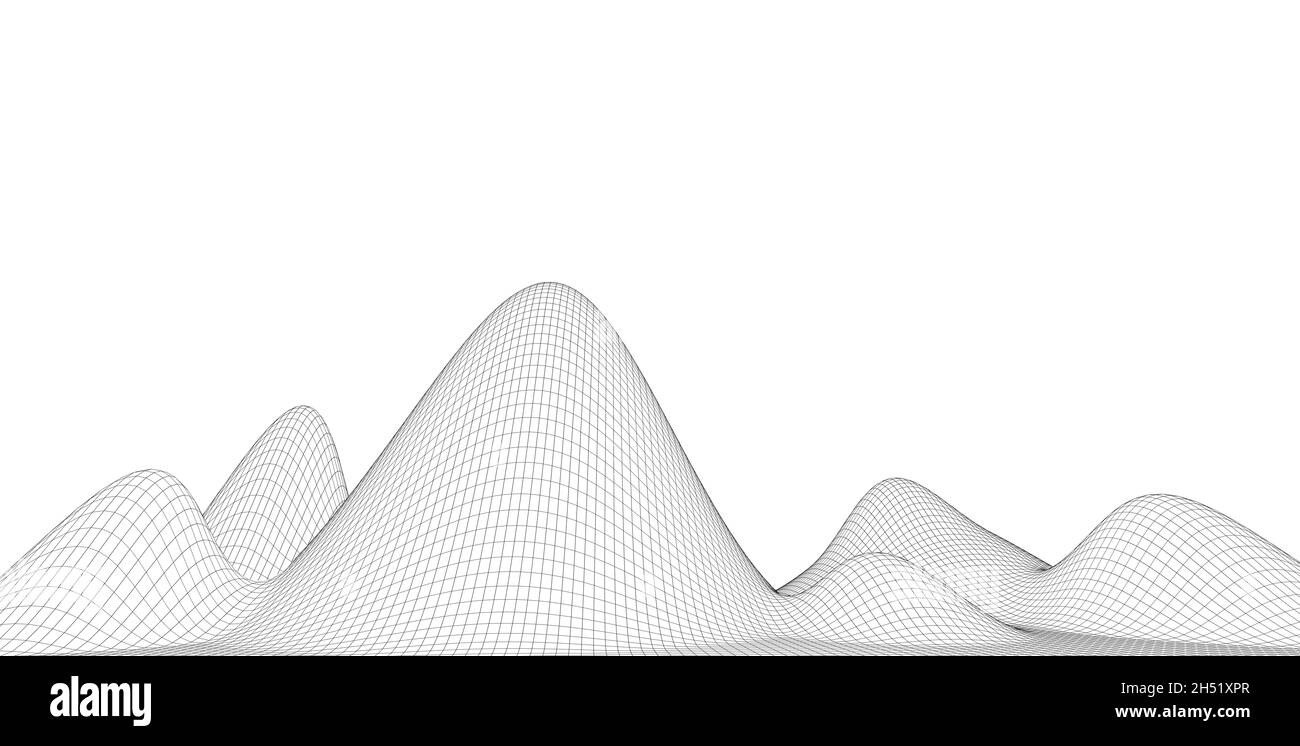Abstract 3d wireframe terrain ,3d Illustration ,Outline curve Stock ...