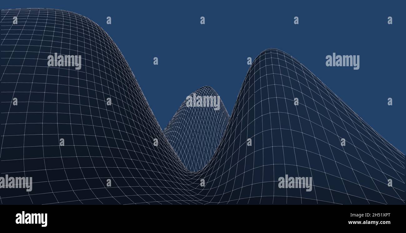 Abstract 3d wireframe terrain ,3d Illustration ,Outline curve Stock ...
