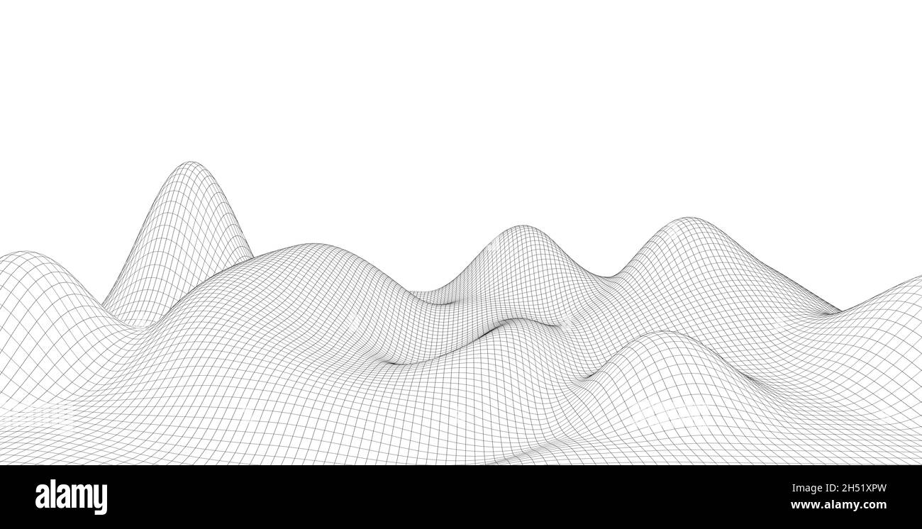 Abstract 3d wireframe terrain ,3d Illustration ,Outline curve Stock ...