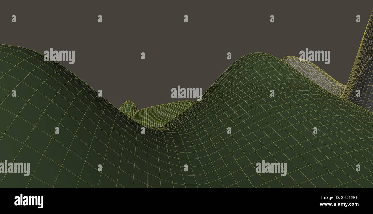 Abstract 3d wireframe terrain ,3d Illustration ,Outline curve Stock ...