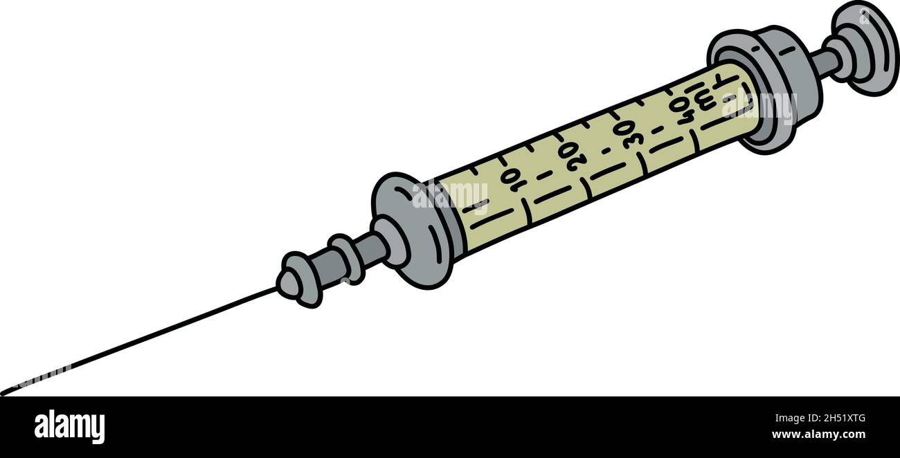 The vectorized hand drawing of a retro glass syringe Stock Vector Image ...