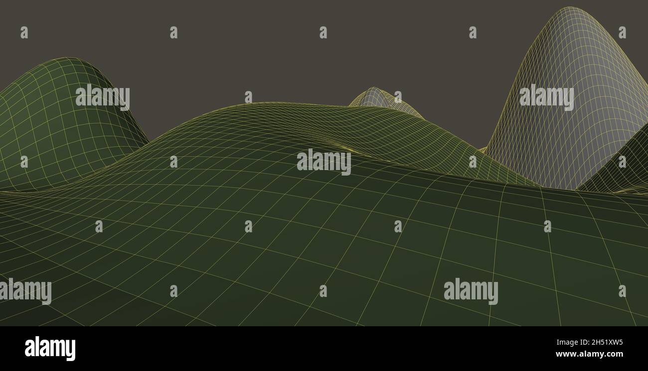 Abstract 3d wireframe terrain ,3d Illustration ,Outline curve Stock ...