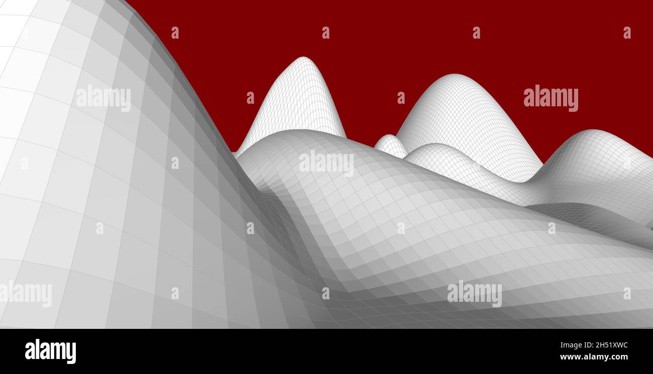 Abstract 3d wireframe terrain ,3d Illustration ,Outline curve Stock ...